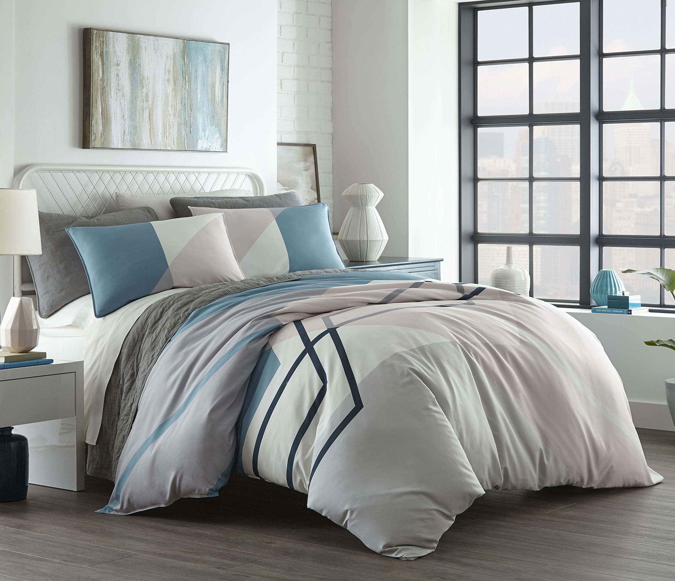 City Scene - Twin Duvet Cover Set, Soft Bedding with Matching Sham, Contemporary Home Decor (Thorton Blue, Twin)