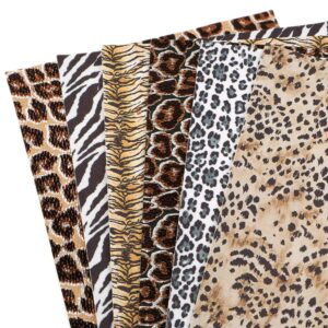 David accessories Metallic Leopard Zebra Pattern Printed Faux Leather Fabric Sheets 6 Pcs 7.7" x 12.9" (20 cm x 33 cm) Include 2 Kinds of Leather Fabric for DIY Bows Earrings (Leopard Printed Set)