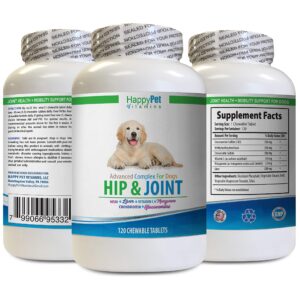 HAPPY PET VITAMINS LLC Dog Joint and Hip Supplement - Dog Hip and Joint Health - Stiff Joint Solution - LUBRICATES Joints - Vet Approved - Dog glucosamine Chews - 1 Bottle (120 Treats)