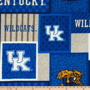 ncaa kentucky wildcats college patch fleece, fabric by the yard