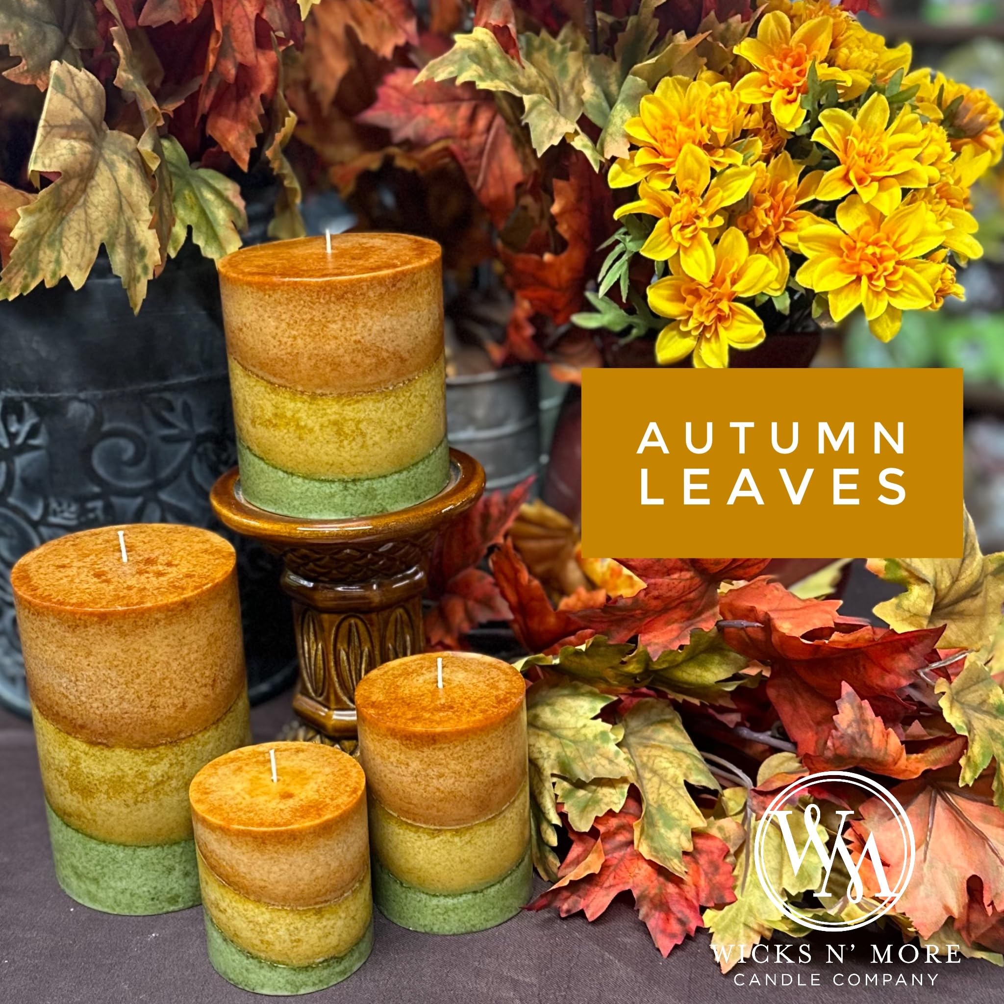 Wicks N More Autumn Leaves Scented Candle (3x6 Pillar)