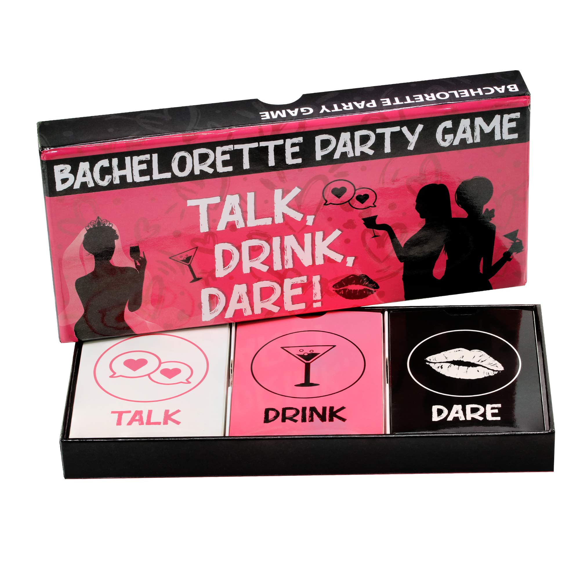 Bachelorette Party Games | 3-in-1 Game to Celebrate the Bride to Be | Fun Drinking Games and Dares for Girls’ Night Out! | Essential Bachelorette Party Supplies/Girls Night Out Party Supplies