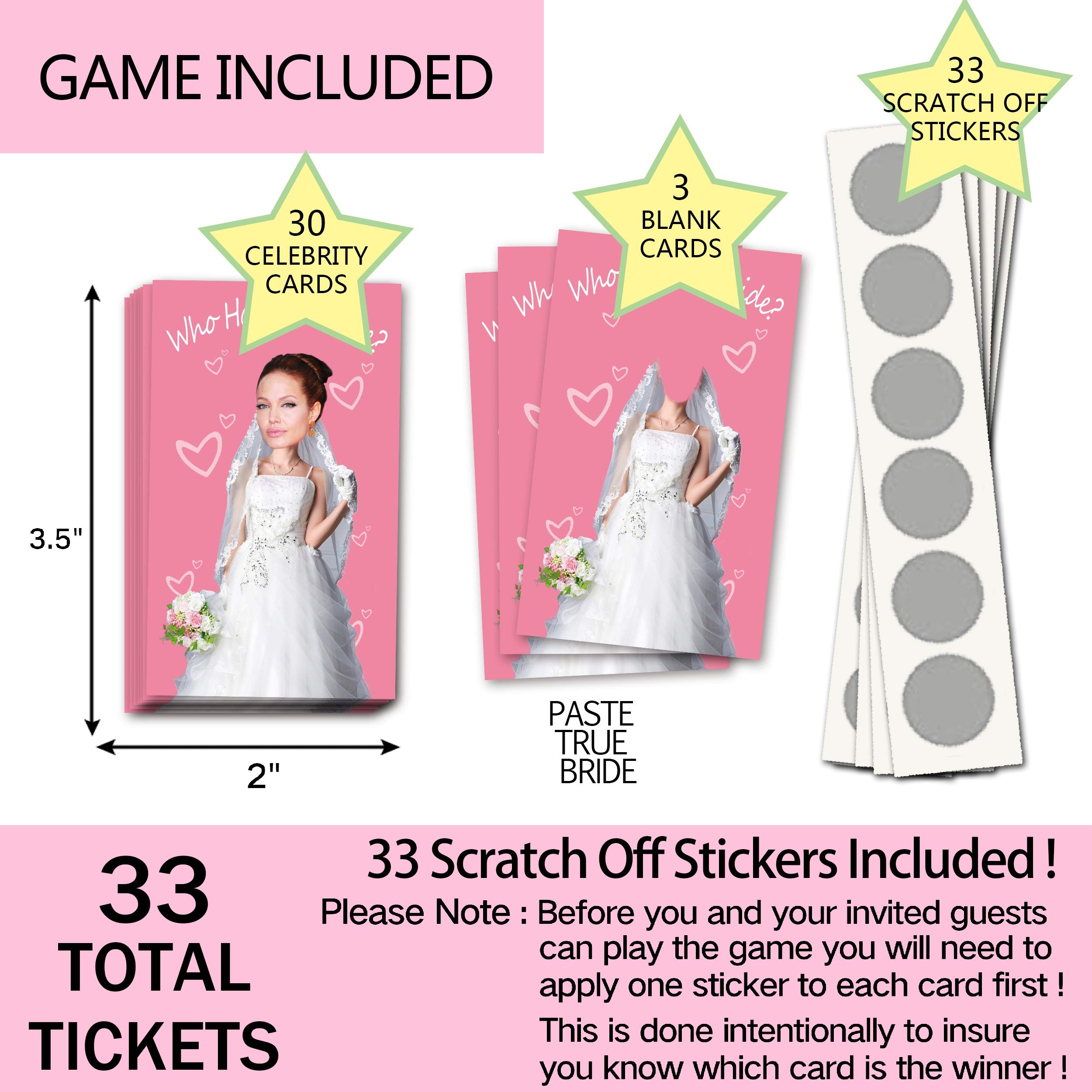 ukebobo Bridal Shower Games - Scratch Off Bridal Shower Game.Funny Bachelorette Party Games - Who Has The Bride - 33 Sheets Pink