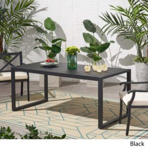 GDFStudio Outdoor Aluminum Dining Table, Black