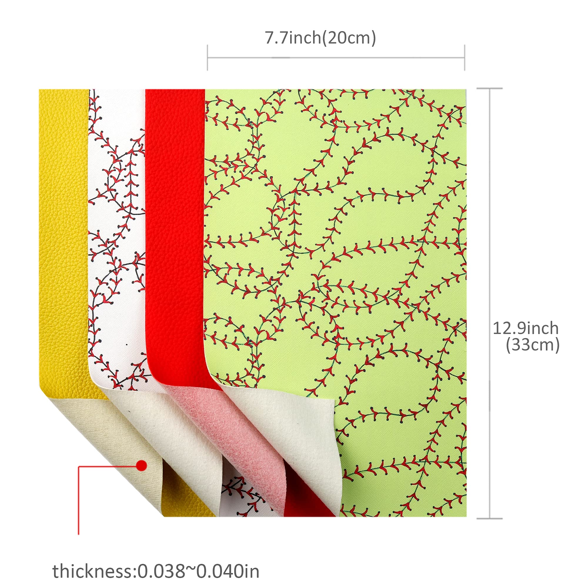 David accessories Sports Printed Faux Leather Fabric Sheets Lychee Pattern 6 Pcs 7.7" x 12.9" (20 cm x 33 cm) Include 2 Kinds of Leather Fabric for DIY Bows Earrings Making Crafts (Sports Set A)