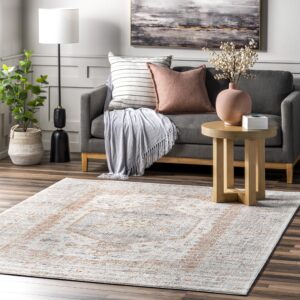 nuloom jacquie vintage floral area rug - 8x10 area rug transitional silver/ivory rugs for living room bedroom dining room kitchen