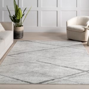 nuLOOM 2x6 Thigpen Contemporary Area Rug, Grey, Abstract Lines, Non-Slip Backing, Stain Resistant, For Bedroom, Dining Room, Living Room, Hallway, Office, Kitchen, Entryway