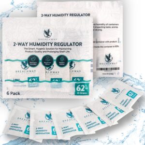 62% rh size 8 | 6 pack two-way humidity control packs | for storing 1 oz | moisture absorber for small storage containers | humidifier packs | hydration packets w/resealable bag