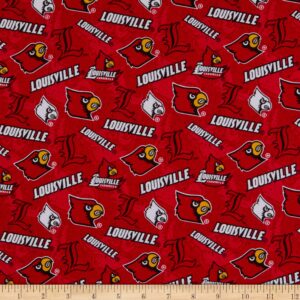 ncaa louisville cardinals tone on tone cotton, fabric by the yard