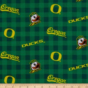 ncaa oregon ducks buffalo plaid cotton, fabric by the yard