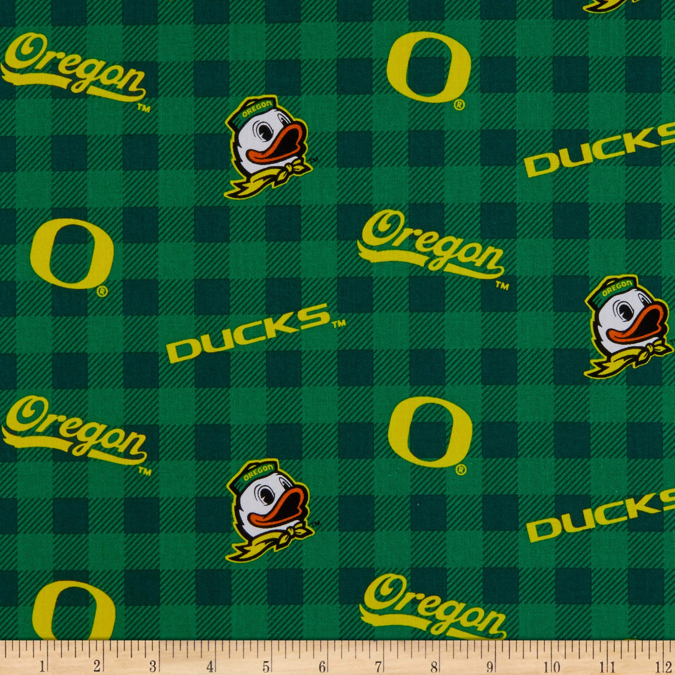 NCAA Oregon Ducks Buffalo Plaid Cotton, Fabric by the Yard