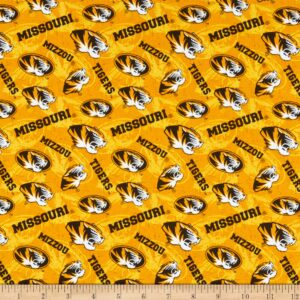 ncaa missouri tigers tone on tone cotton, fabric by the yard