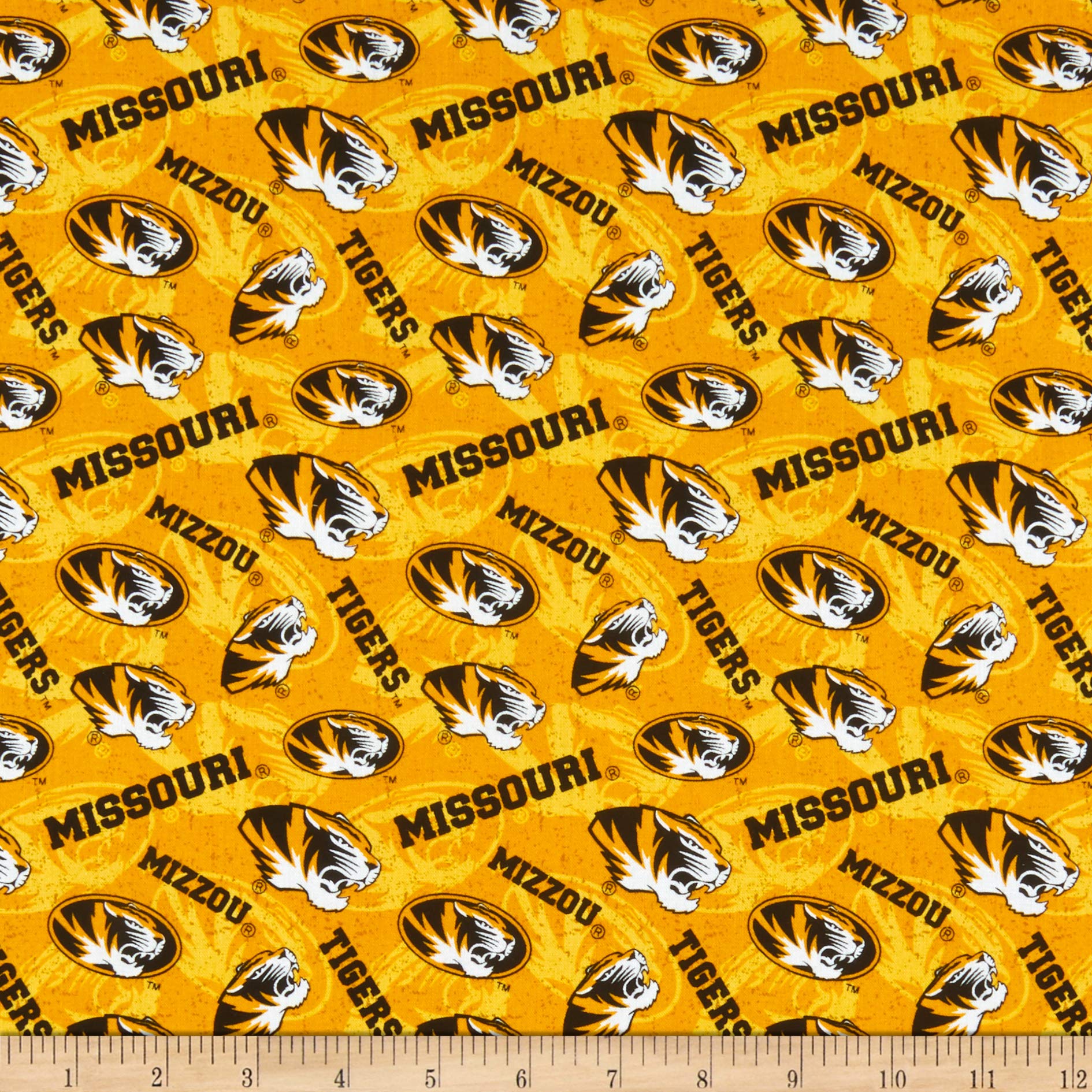 NCAA Missouri Tigers Tone on Tone Cotton, Fabric by the Yard