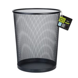 smart design steel mesh waste basket - set of 12-11.75 x 13.75 inch - black