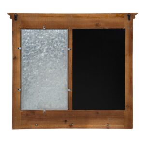 Kate and Laurel Idamae Wood Framed Chalkboard Wall Organizer with Mail Holders and Key Hooks, 28" x 25", Rustic Brown, Farmhouse-Inspired Chalkboard