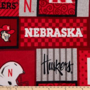 ncaa nebraska cornhuskers college patch fleece, fabric by the yard