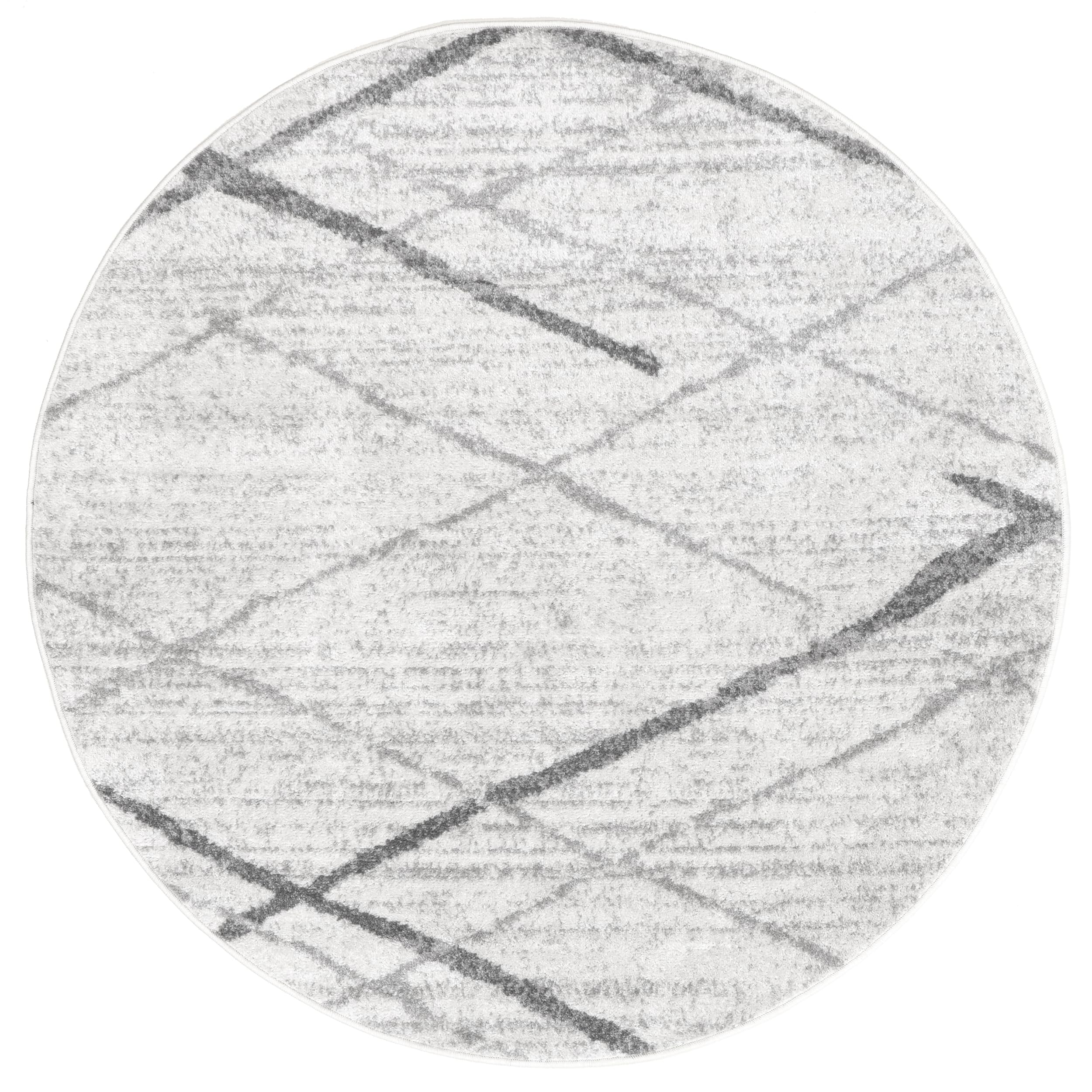 nuLOOM 6 Round Thigpen Contemporary Area Rug, Grey, Abstract Lines, Non-Slip Backing, Stain Resistant, For Bedroom, Dining Room, Living Room, Hallway, Office, Kitchen, Entryway