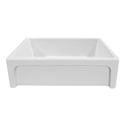 Whitehaus Collection WHSIV3333OR-PLATINUM St. Ives Front Apron Kitchen Sink, White/Platinum