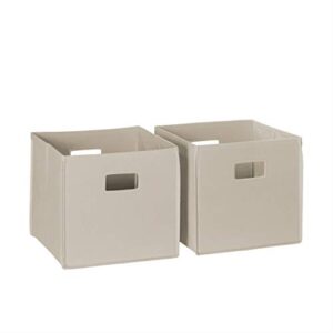 riverridge folding storage bins with handles taupe cube storage organizer for closet, bedroom & playroom - closet organizers and storage set of 2