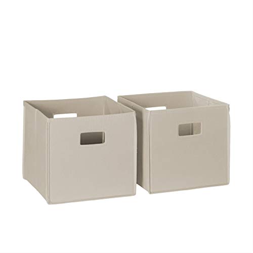 RiverRidge Folding Storage Bins with Handles Taupe Cube Storage Organizer for Closet, Bedroom & Playroom - Closet Organizers and Storage Set of 2