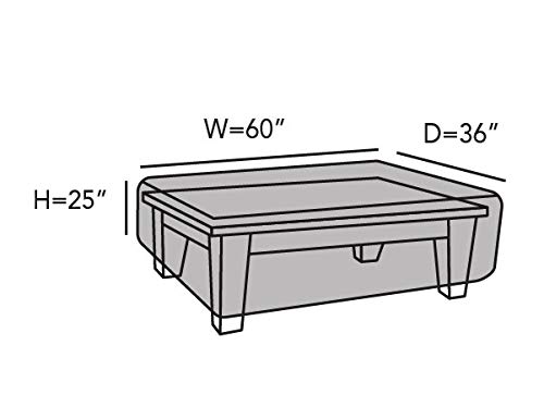 Covermates Rectangular Accent Table Cover - Patio Outdoor Furniture Cover, Water Resistant Outdoor Ottoman/Side Table Cover, Elite 300D Polyester, 60W x 36D x 25H, Charcoal