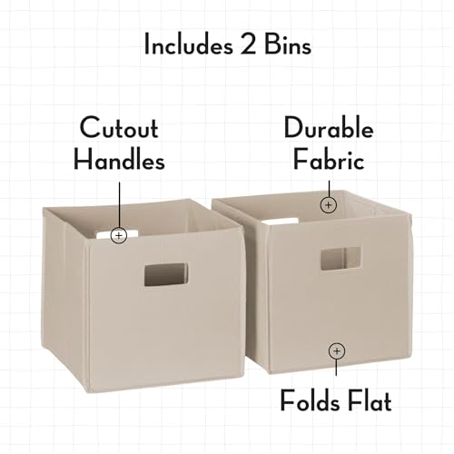 RiverRidge Folding Storage Bins with Handles Taupe Cube Storage Organizer for Closet, Bedroom & Playroom - Closet Organizers and Storage Set of 2