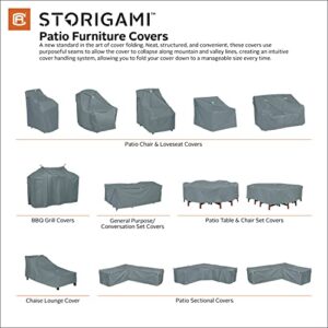 Classic Accessories Storigami Water-Resistant 140 Inch Easy Fold Patio Furniture Cover, Monument Grey, Patio Furniture Covers