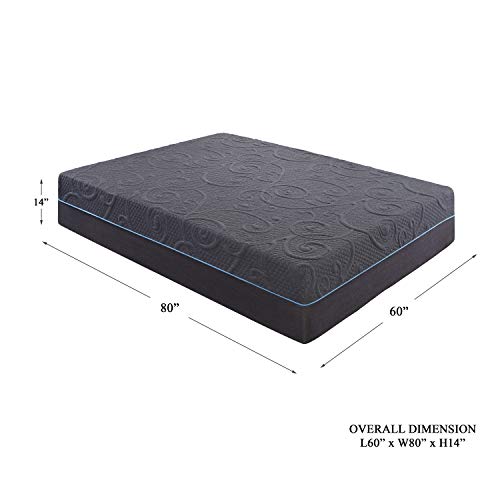 Lexicon Lyra 14-Inch Gel Hybrid Mattress, Queen, Gray