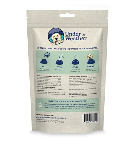 Under the Weather Bland Diet for Dogs | Easy to Digest for Sick Dogs | Always Be Ready | Contains Electrolytes - Natural Freeze Dried 100% Human Grade Meats| 1 Pack- Rice, Hamburger & Bone Broth - 6oz