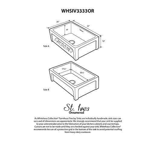 Whitehaus Collection WHSIV3333OR-PLATINUM St. Ives Front Apron Kitchen Sink, White/Platinum