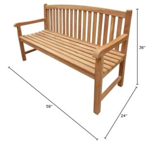 Seven Seas Teak Buenos Aires Outdoor Patio Oval Bench, 5 Foot, Made from Solid Teak Wood