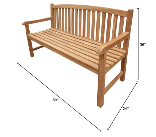 Seven Seas Teak Buenos Aires Outdoor Patio Oval Bench, 5 Foot, Made from Solid Teak Wood