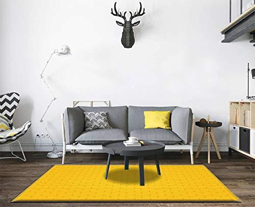 Yellow Brick Tile Wall Vector Area Rugs Floor Mat Non Slip Table Blanket Rugs Soft Door Mat Nursery Carpet for Living Room Home Indoor Outdoor Runner Rugs