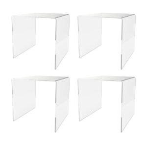 marketing holders 4 pack clear acrylic riser stand 7" pop display retail products bench plexiglass merchandising one piece see through podium showcase counter or tabletop decor platform