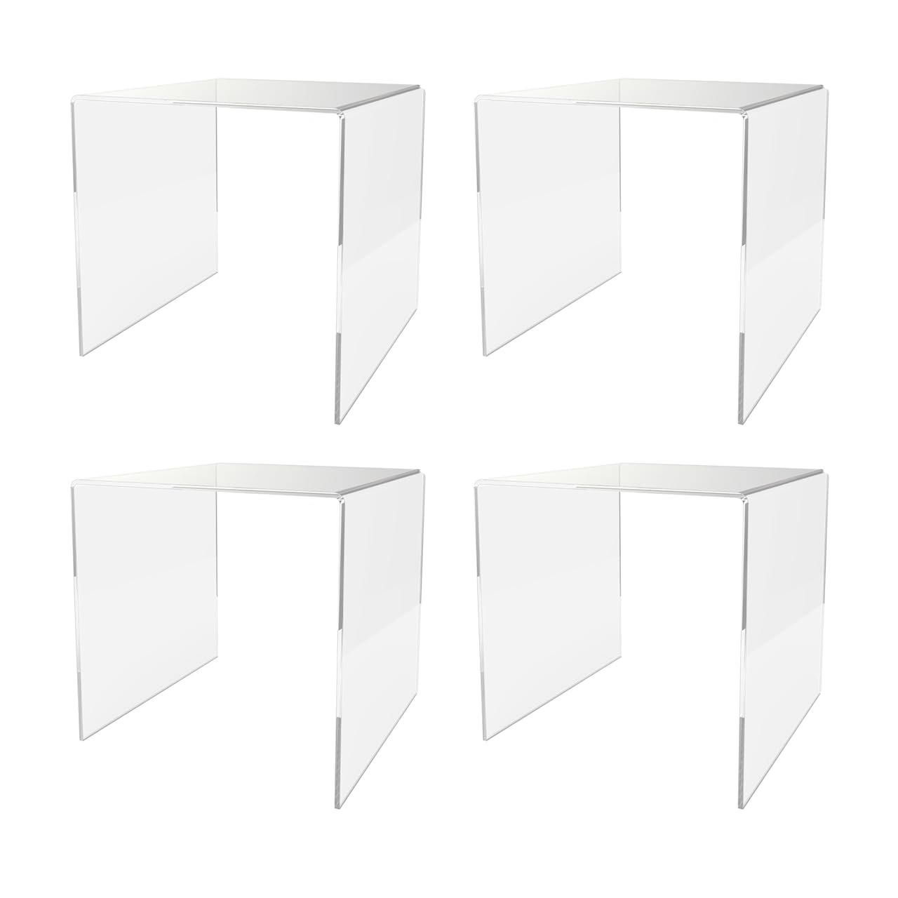 Marketing Holders 4 Pack Clear Acrylic Riser Stand 7" POP Display Retail Products Bench Plexiglass Merchandising One Piece See Through Podium Showcase Counter or Tabletop Decor Platform