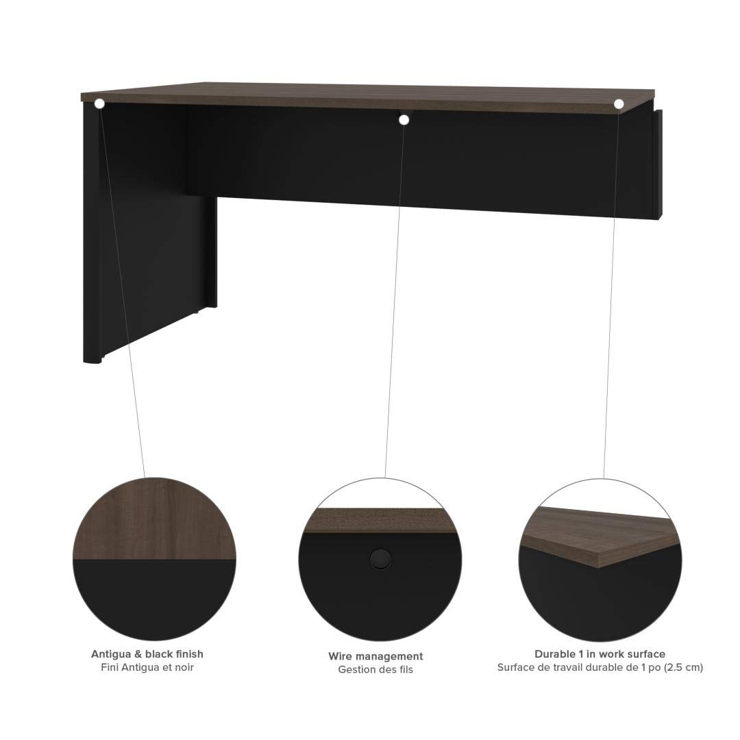 Bestar Connexion L-Shaped Desk with Hutch and Pedestal, 72W, Antigua & Black