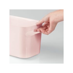 mDesign Deep Plastic Bathroom Bin with Handles, Storage Organizer for Vanity Countertop, Hold Soap, Body Wash, Shampoo, Lotion, Conditioner, Hand Towels - 10" Long, Aura Collection, 4 Pack, Light Pink