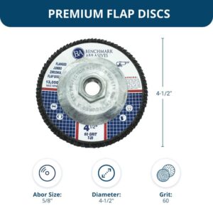 Benchmark Abrasives 4.5" x 5/8"-11 Premium High Density Jumbo Zirconia Type 29 Flap Discs 4 1/2 for Angle Grinder, Sanding Discs, Finishing - Grinding Wheels 4 1/2 Inch (10 Pack) - 60 Grit