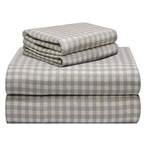 pointehaven 180 gsm luxury 100% soft cotton printed flannel sheet set, twin xl, farmhouse plaid - warm & cozy - pre-shrunk -deep pockets - elastic all around-comfy double brushed -