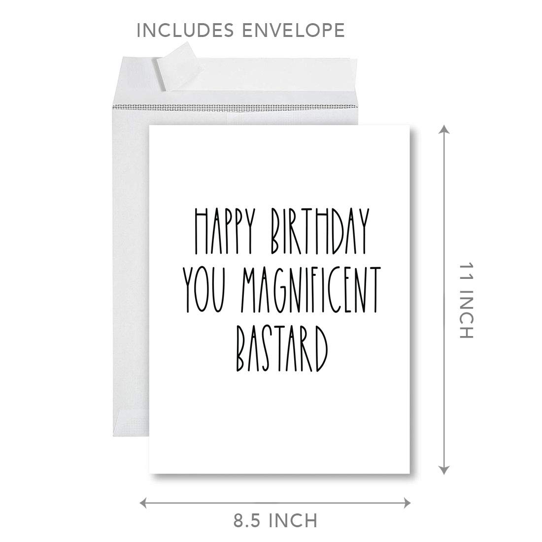 Andaz Press Funny Jumbo Birthday Card With Envelope 8.5 x 11 inch, Greeting Card, Happy Birthday You Magnificent Bastard