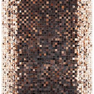 SAFAVIEH Studio Leather Collection 4' x 6' Beige/Brown STL803B Handmade Mid-Century Modern Leather Area Rug