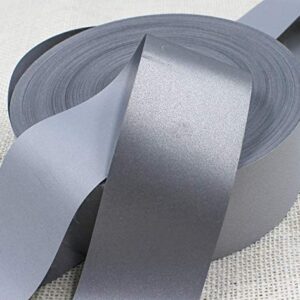 JINBING Sew On Silver Reflective Fabric Polyester Material DIY Tape for Clothing (1inch x 164feet)