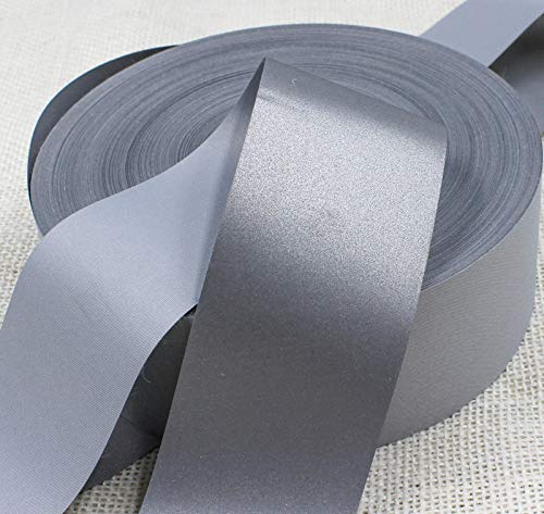 JINBING Sew On Silver Reflective Fabric Polyester Material DIY Tape for Clothing (1inch x 164feet)