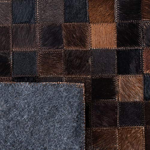 SAFAVIEH Studio Leather Collection 4' x 6' Beige/Brown STL803B Handmade Mid-Century Modern Leather Area Rug