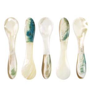 duebel mother of pearl caviar spoons, 4' luxury handmade spoons for caviar/shrimp/egg/icecream serving (5pcs)