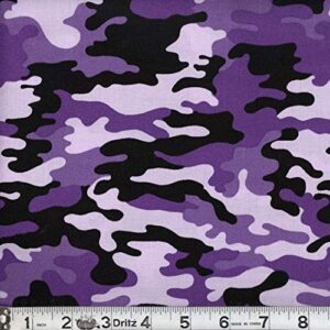 kickin camo purple cotton fabric bty