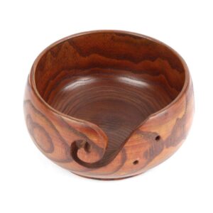 wooden yarn bowl, handmade wood craft knitting yarn bowls with holes storage knitting and crocheting (5.1 x 2.8 inch)