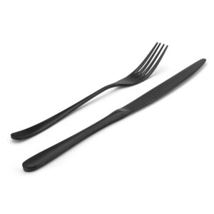 Matte Black Silverware Set, Bysta 20-Piece Stainless Steel Flatware Set, Kitchen Utensil Set Service for 4, Tableware Cutlery Set for Home and Restaurant, Satin Finish, Dishwasher Safe