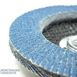 Benchmark Abrasives 4.5" x 5/8"-11 Premium High Density Jumbo Zirconia Type 29 Flap Discs 4 1/2 for Angle Grinder, Sanding Discs, Finishing - Grinding Wheels 4 1/2 Inch (10 Pack) - 60 Grit