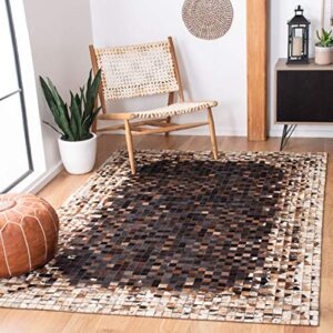 safavieh studio leather collection 4' x 6' beige/brown stl803b handmade mid-century modern leather area rug